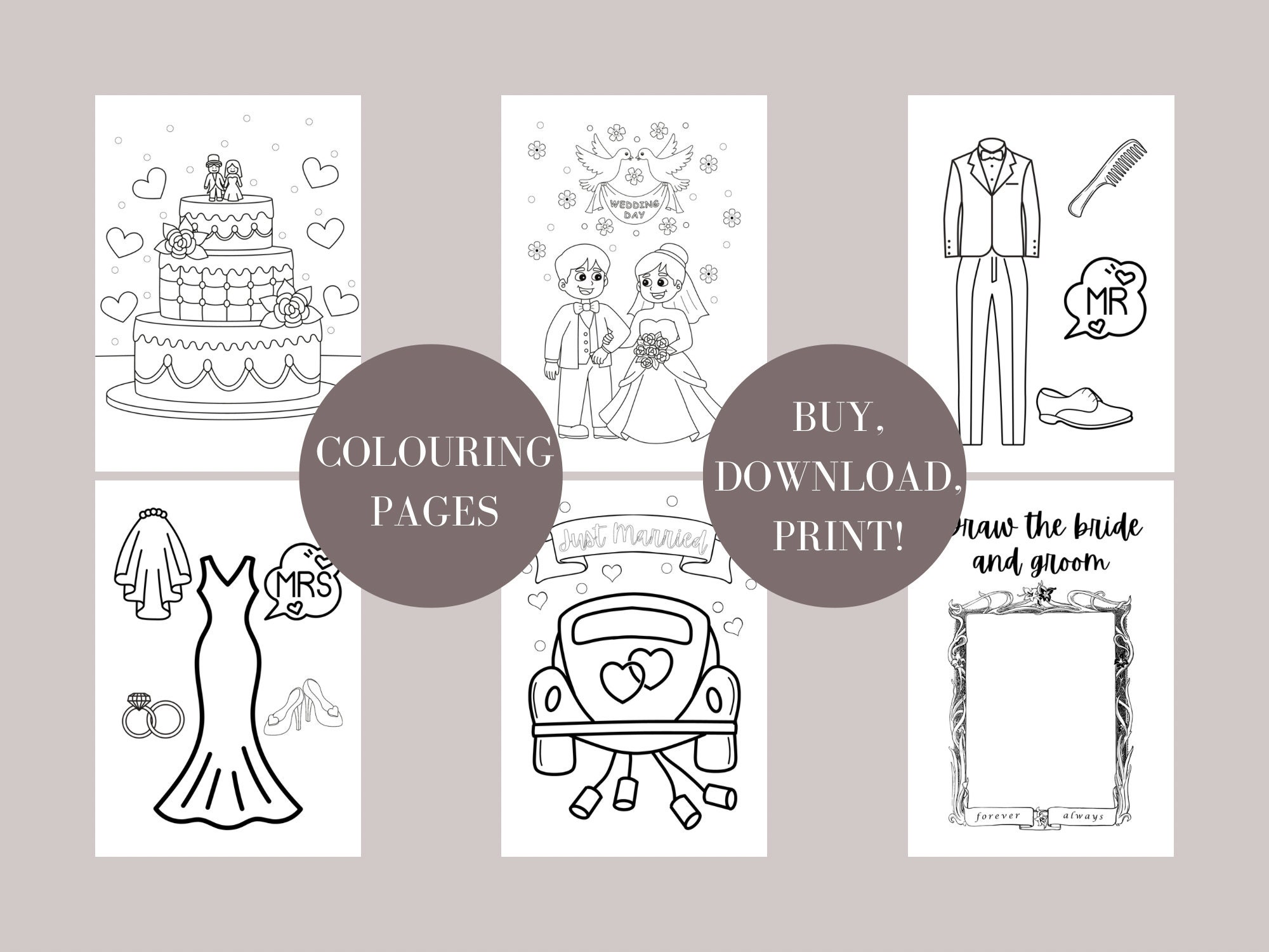 Kids Wedding Activity Book Printable Colouring and Puzzle Pages to Keep ...