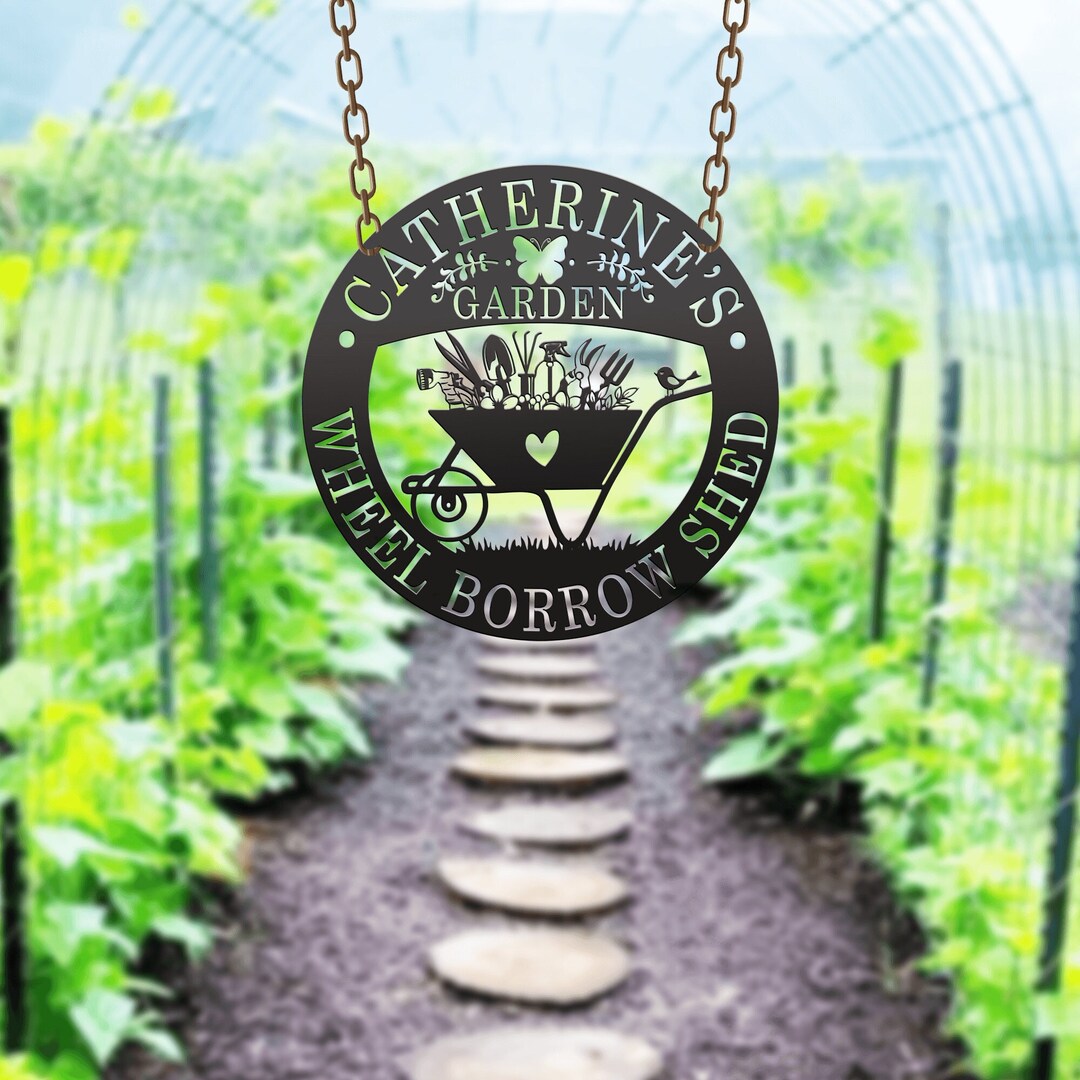 Custom Wheelbarrow Garden Sign Laser Cut Wheelbarrow Metal Decor Loads ...
