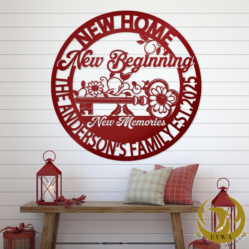 Custom New Home Sign New Beginnings Decor Personalized Memories Wall ...