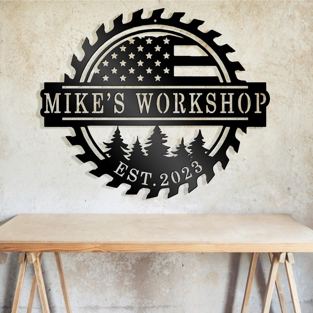 Custom American Workshop Metal Sign , Gift for Men, Garage Metal Sign ...