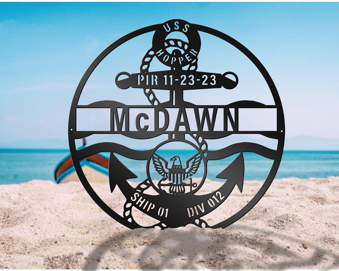 Customized USN Anchor Metal Sign, Anchor Decor, Navy Veteran Gift, US ...