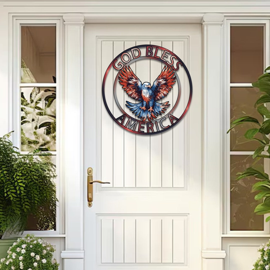 God Bless America Metal Sign Independence Day Decor 4th of July Gift ...