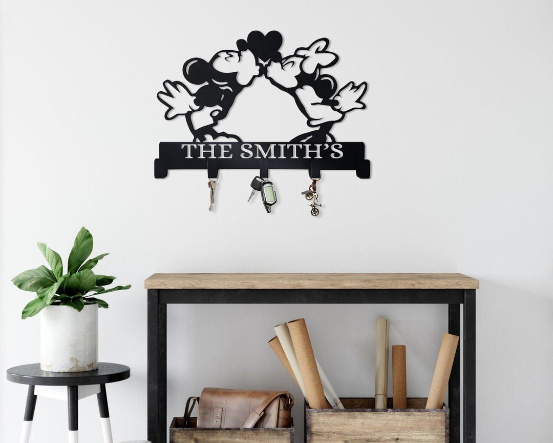 Eywa Mickey and Minnie Kissing Metal Key Holder, Disney Key Rack ...