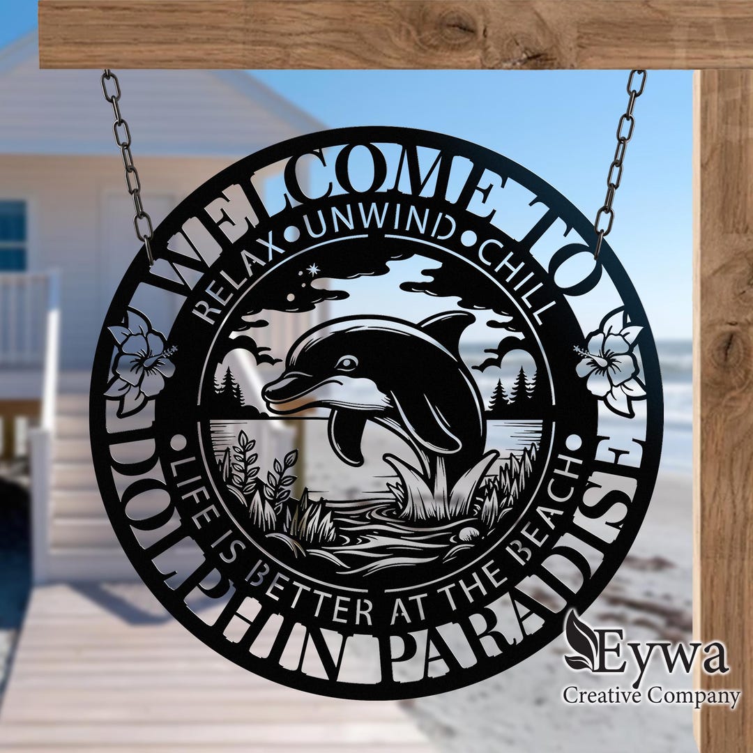 Custom Metal Dolphin Sign, Tropical & Coastal Beach Sign, Patio Decor ...