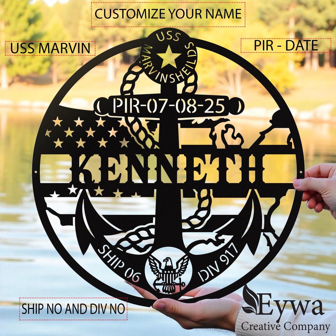 Custom U.S Flag Navy Anchor Sign, PIR Graduation Gift, Anchor Wall ...