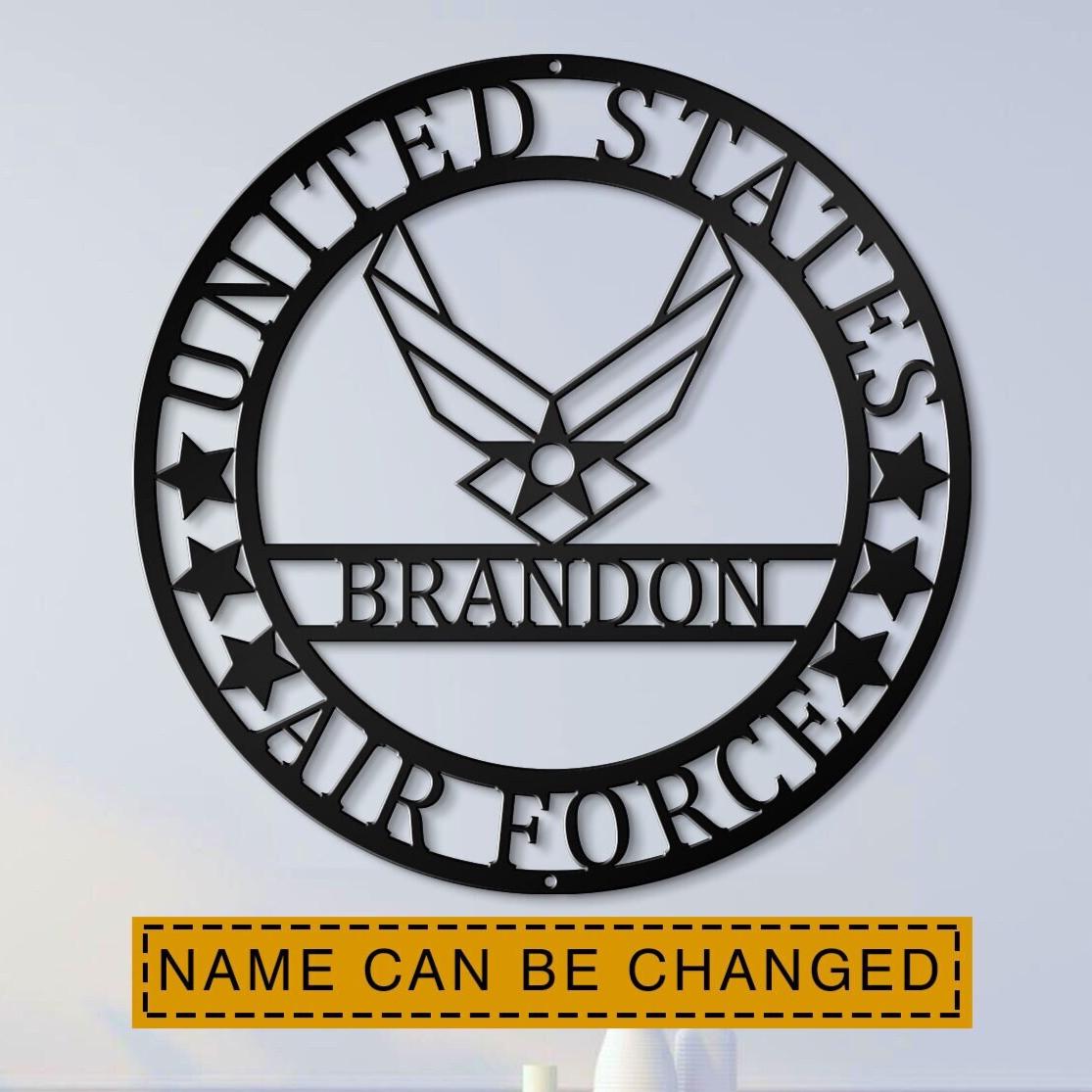 Personalized USAF Air Force Metal Wall Sign Custom Military Decor ...