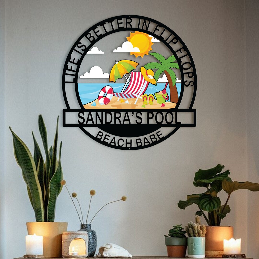 Custom Poolside Paradise Sign, Backyard Oasis Sign, Outdoor Pool Decor ...