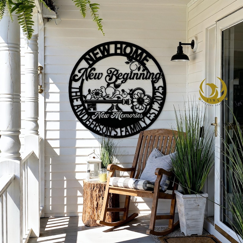 Custom New Home Sign New Beginnings Decor Personalized Memories Wall ...