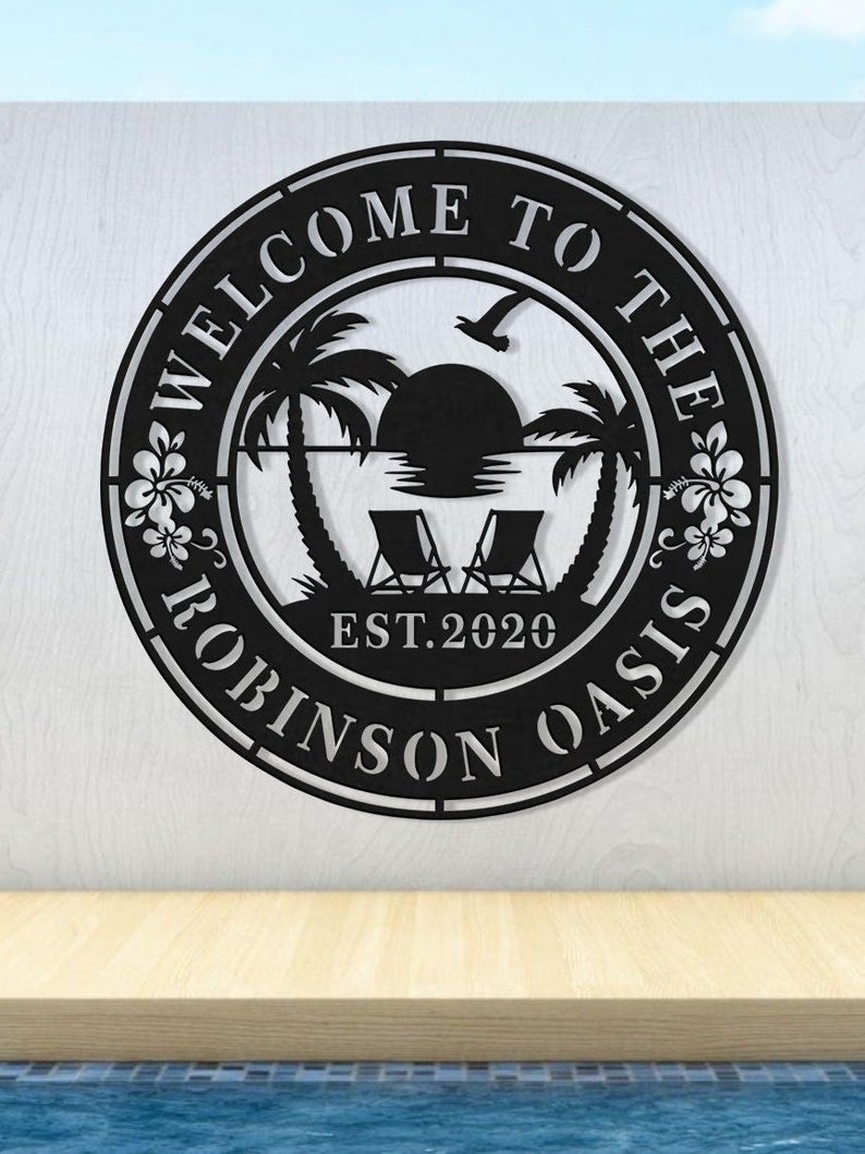 Personalised Tropical Patio Metal Sign Custom Backyard Pool - Etsy