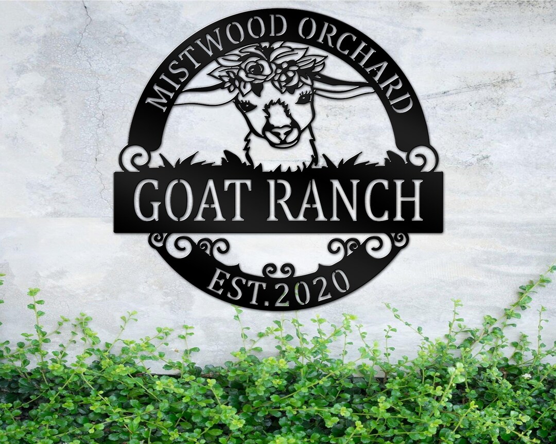 Custom Floral Goat Metal Sign | Outdoor Goat Wall Art | Goat Ranch Farm ...