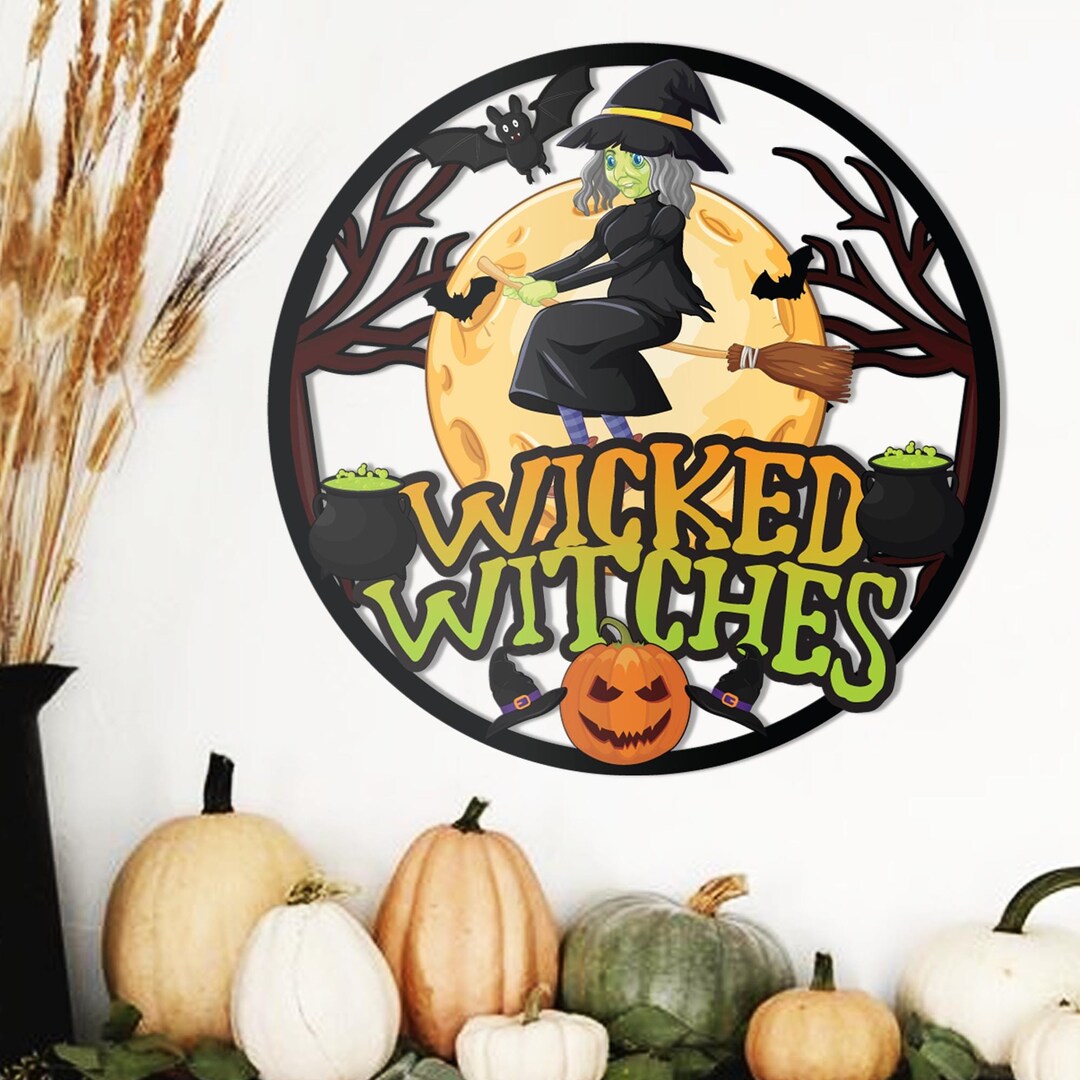 Custom Flying Witches Metal Sign Personalized Witch Hat Sign Witches ...