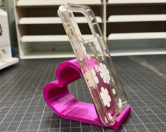 3D Printed Heart Phone Stand – Cute & Functional Desk Accessory ...