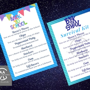 Back to School Survival Kit, Gift Tags, First Day of School, Back 2 ...