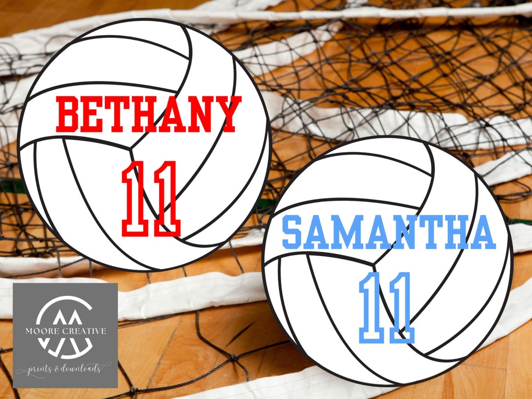 Volleyballs Prints 5" Editable Names and Player Numbers DIY Template ...