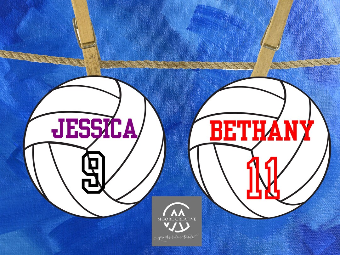 Volleyball Locker Template Sign 5" Volleyballs Editable Names and ...
