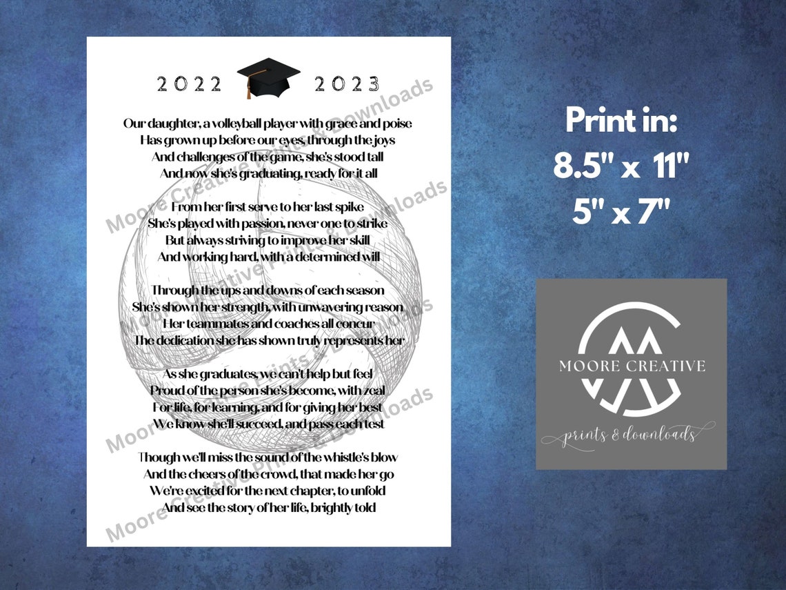 Volleyball Senior Poem Instant Download Volleyball Poem Parents Senior ...