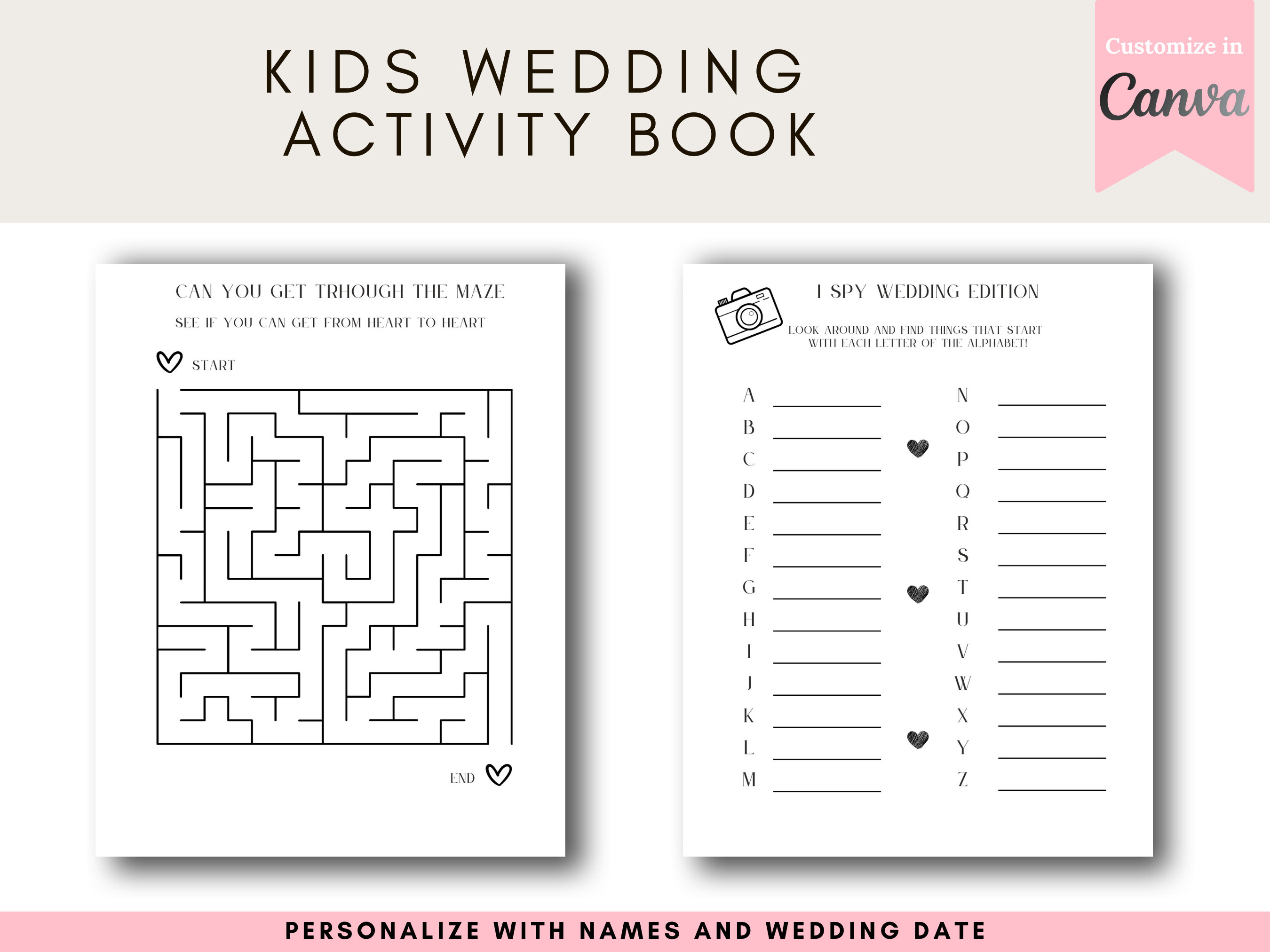 Wedding Activity Book, Wedding Coloring Book, Wedding Activity Book ...