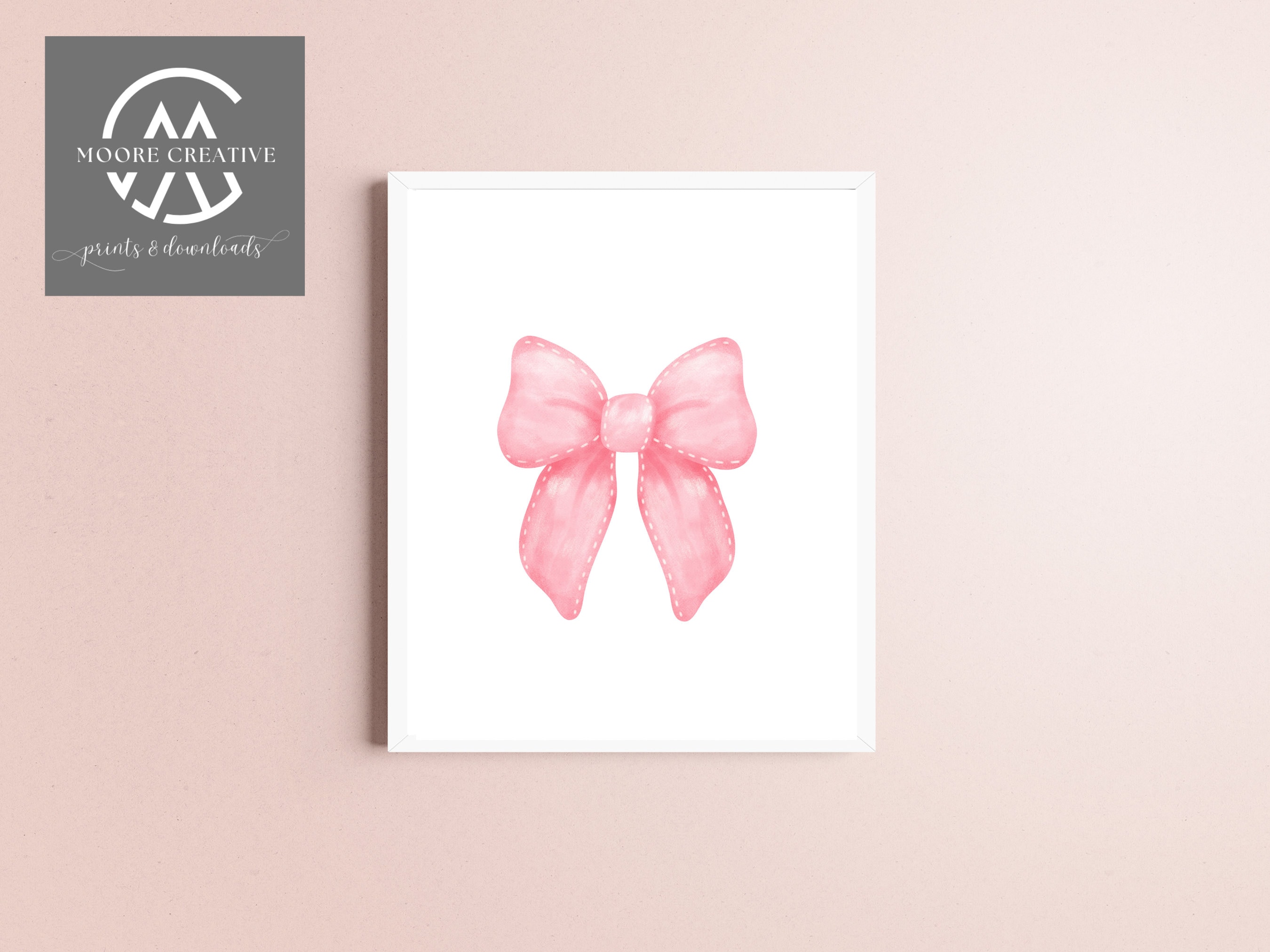 Pink Bow Print, Preppy Aesthetic Wall Art, Teen Room Decor, Preppy ...