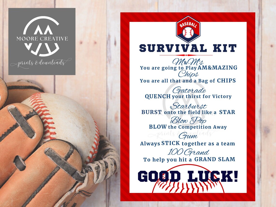 Baseball Survival Kit Baseball Gifts Printable Team Kids - Etsy