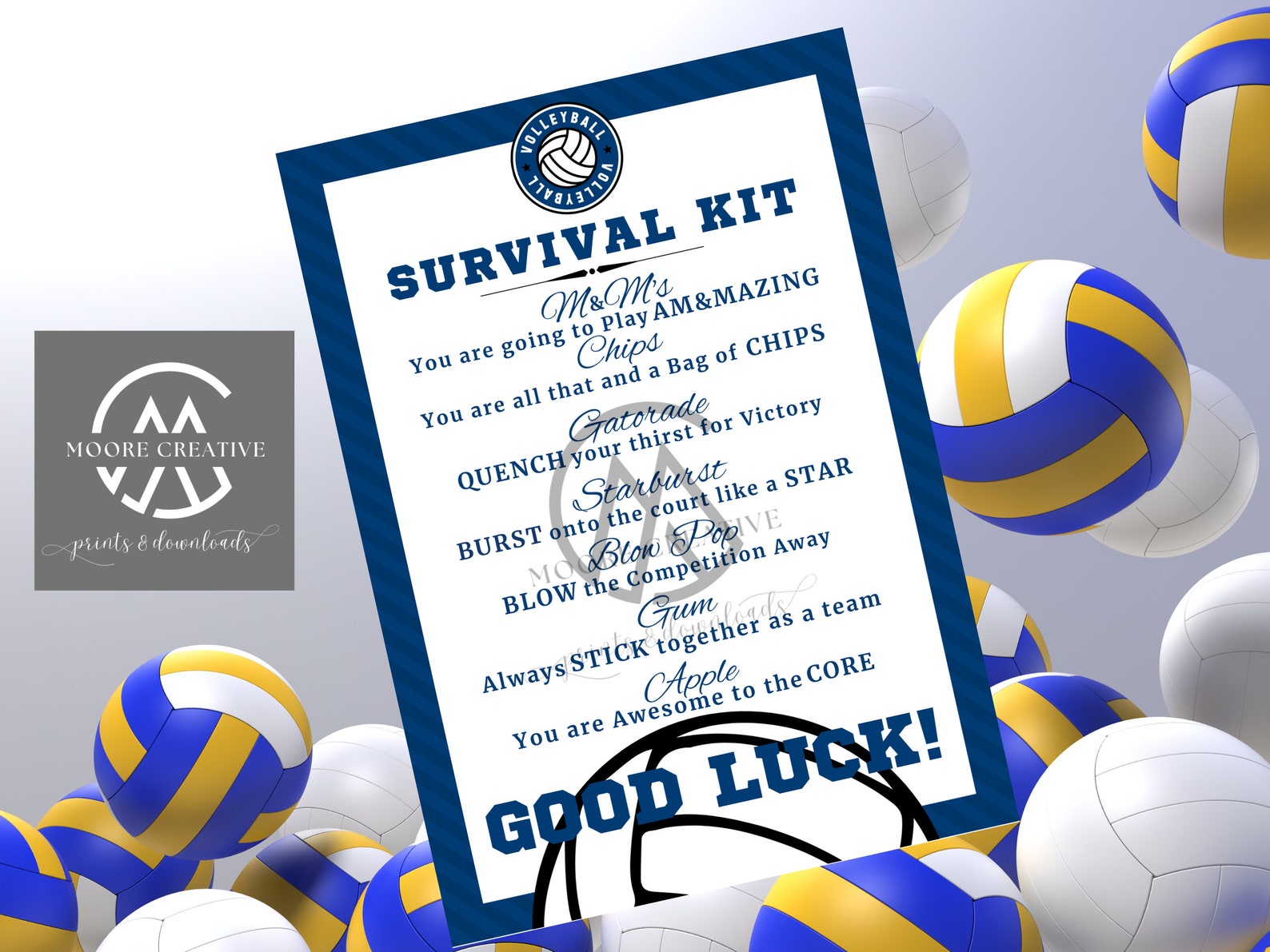 Volleyball Survival Kit Printable Digital Download for Volleyball Team ...