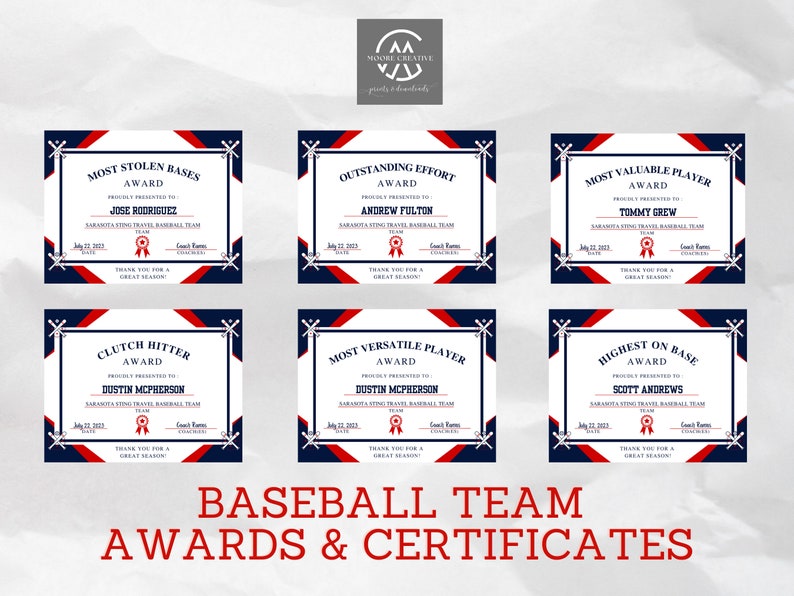 Editable Baseball Award Certificates, 50, Award Ceremony Certificates ...