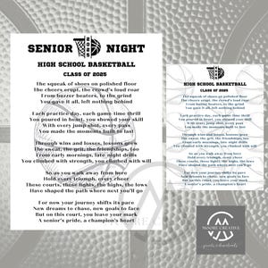 Basketball Senior Night Gift Poems, Senior Night Letters, Basketball ...