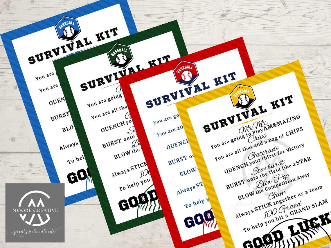 Baseball Survival Kit Baseball Gifts Printable Team Kids - Etsy