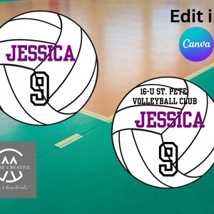 Volleyball PNG SVG 8" Volleyballs Editable Names and Player Numbers ...