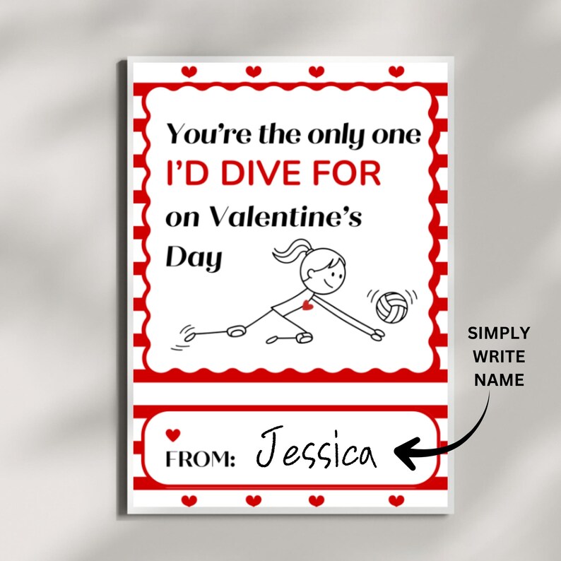 Volleyball Valentine Gift Tags Printable Kids Sports Team Valentines ...