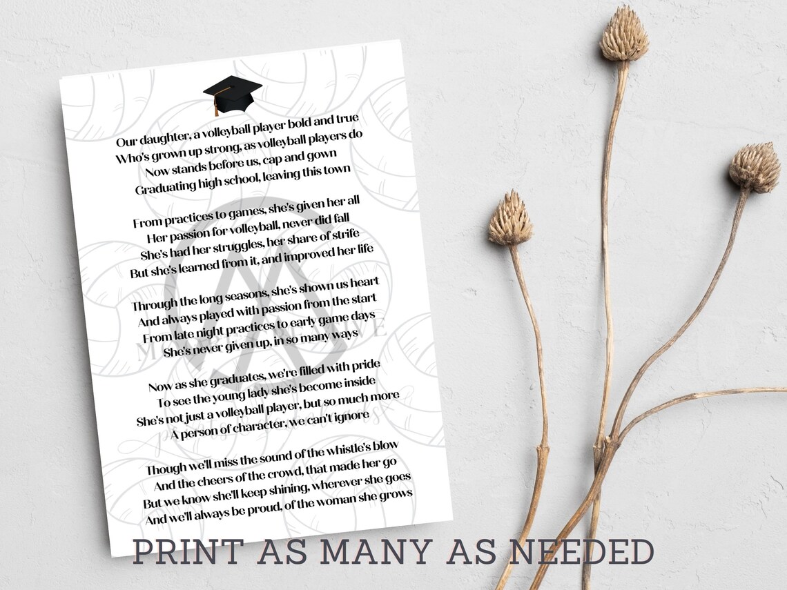 Volleyball Senior Poem Instant Download Volleyball Poem Parents Senior ...