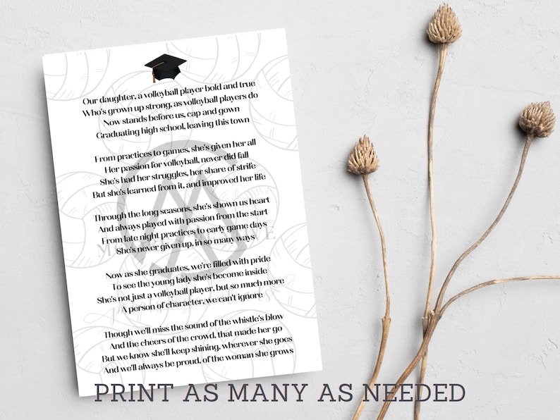Volleyball Team Printable Instant Download Volleyball Poem Sign Senior ...