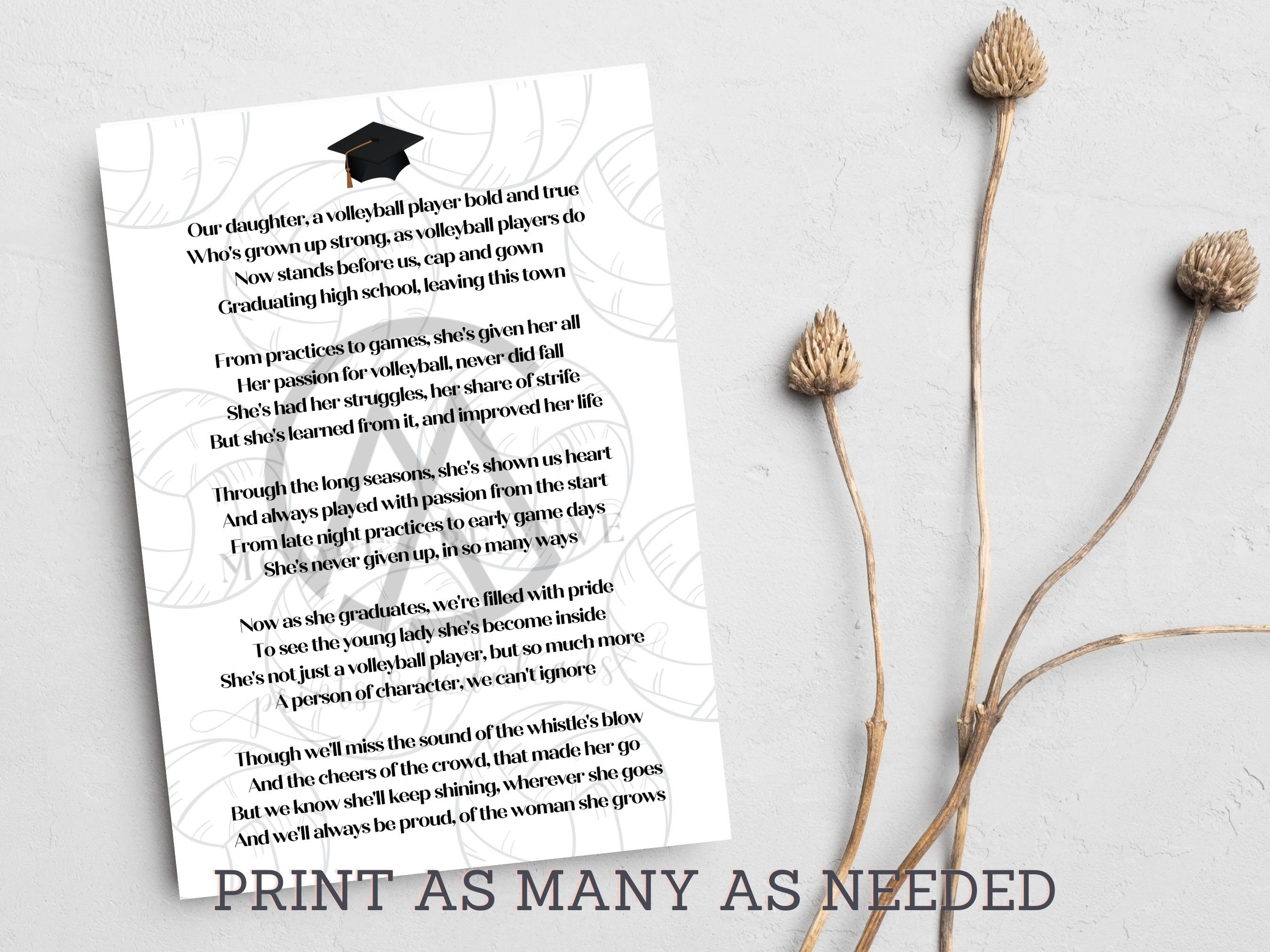 Volleyball Senior Poem Instant Download Volleyball Poem Parents Senior ...