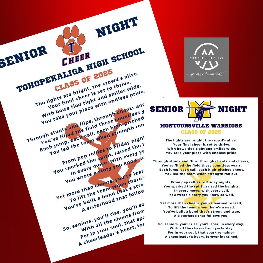 Customized Senior Cheerleader Gift Senior Cheerleading Cheerleader Poem ...