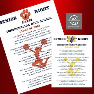 Customized Senior Cheerleader Gift Senior Cheerleading Cheerleader Poem ...