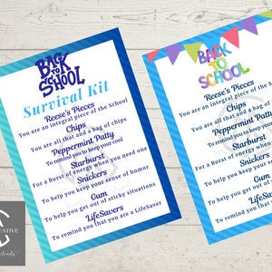 Back to School Survival Kit, Gift Tags, First Day of School, Back 2 ...