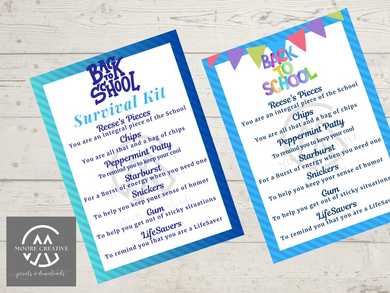 Back to School Survival Kit Gift Tags First Day of School - Etsy