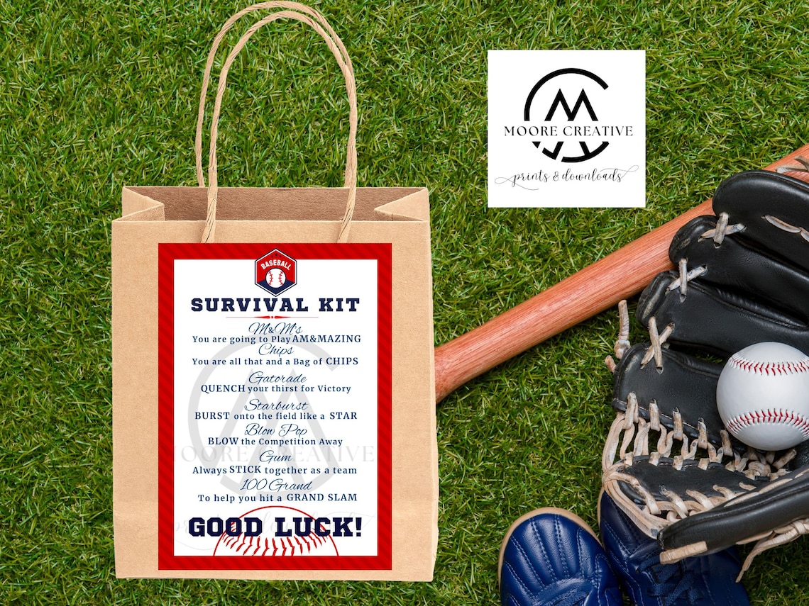 Baseball Survival Kit Baseball Gifts Printable Team Kids School Sports ...