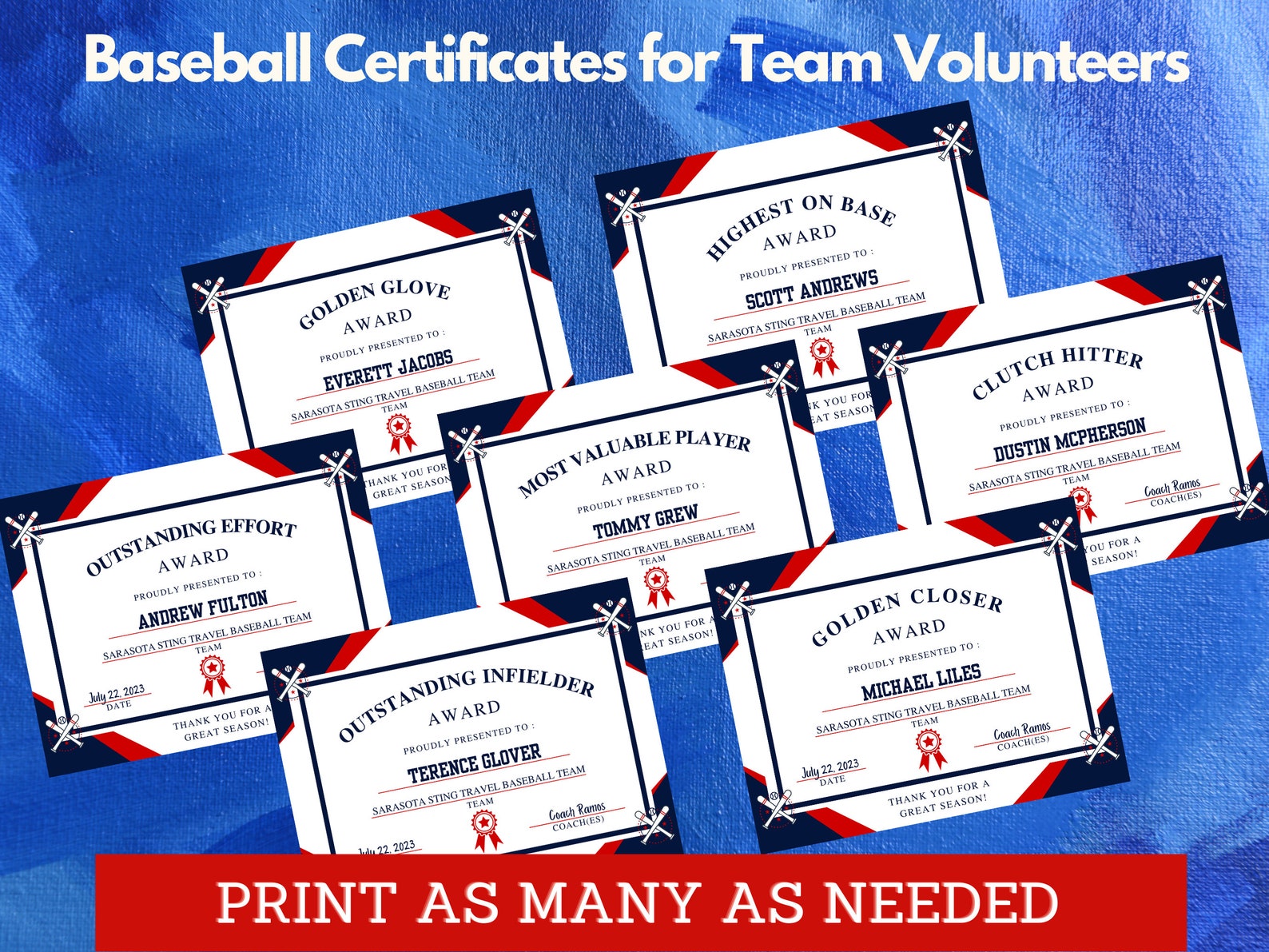 Editable Baseball Award Certificates, 50, Award Ceremony Certificates ...