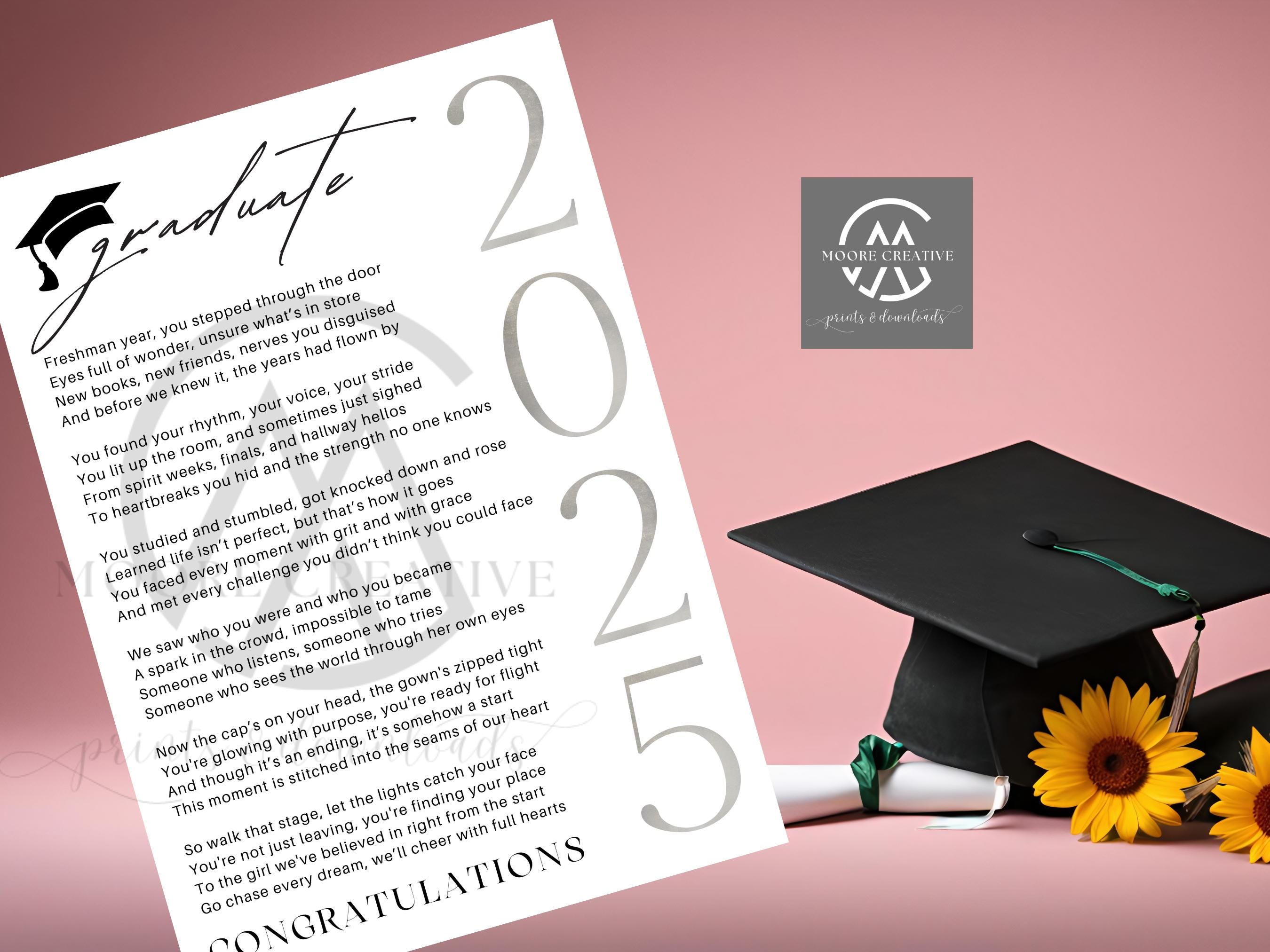 Sentimental Gifts for Graduation, Printable Poem for High School, Class ...