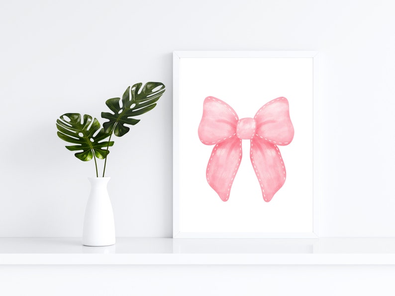 Pink Bow Print, Preppy Aesthetic Wall Art, Teen Room Decor, Preppy ...