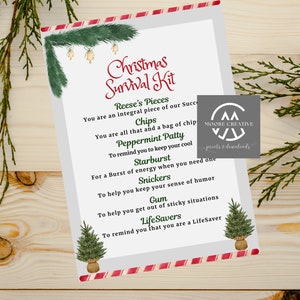 Christmas Survival Kit Printable Team Holiday Goody Bags Employee Staff ...