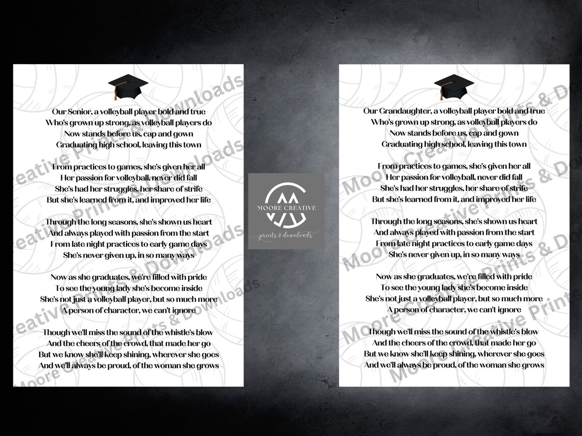 Volleyball Team Printable Instant Download Volleyball Poem Sign Senior ...