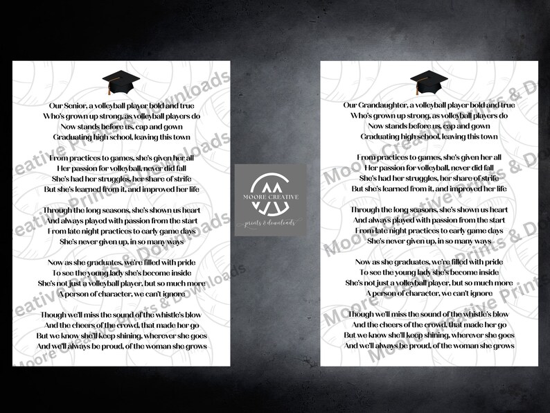 Volleyball Senior Poem Instant Download Volleyball Poem Parents Senior ...