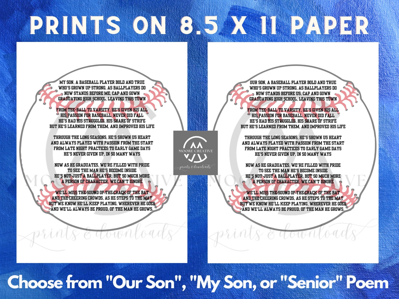 Baseball Graduation Gift Ideas | Senior Baseball Gifts | Print at Home ...