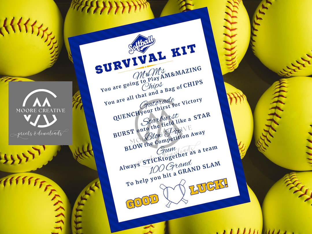 Softball Survival Kit Printable, Softball Player Gift, Team Kids School ...