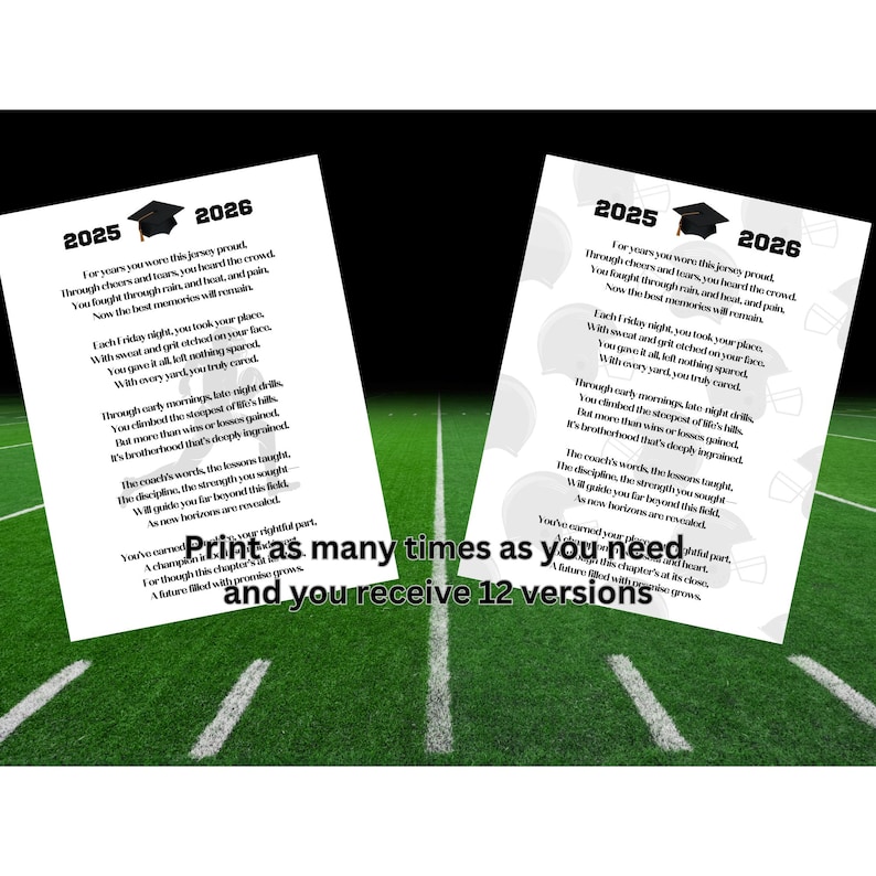 Senior Football Gift Senior Football Mom Gift to Son 2026 Football Poem ...