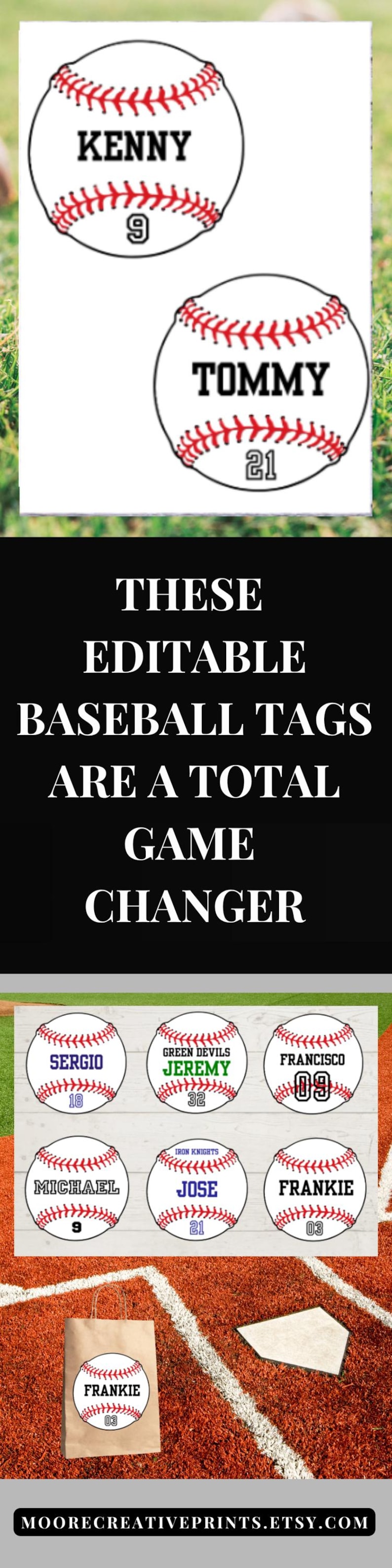 INSTANT DOWNLOAD Baseball 3" Personalized Favor Tags - Edit in Canva ...