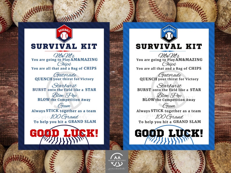 Baseball Survival Kit Baseball Gifts Printable Team Kids School Sports ...