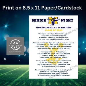 Customized Senior Cheerleader Gift Senior Cheerleading Cheerleader Poem ...