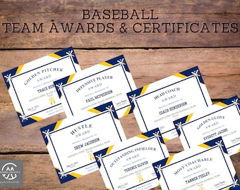 175 Editable Baseball Award Certificates, Baseball Team Awards, End of ...